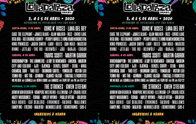 Veja o line up por dia do Lollapalooza 2020 - OFuxico