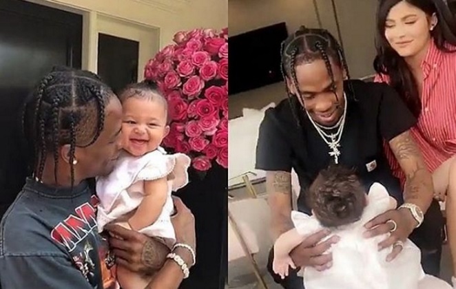 Filha de Kylie Jenner morre de rir com o papai Travis Scott - OFuxico
