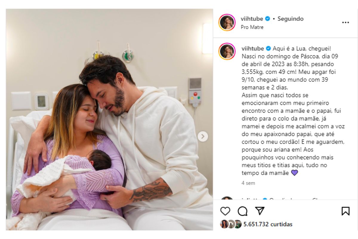 Dia das Mães: Relembre o 1º mês de Viih Tube como mamãe de Lua! – Midia ...