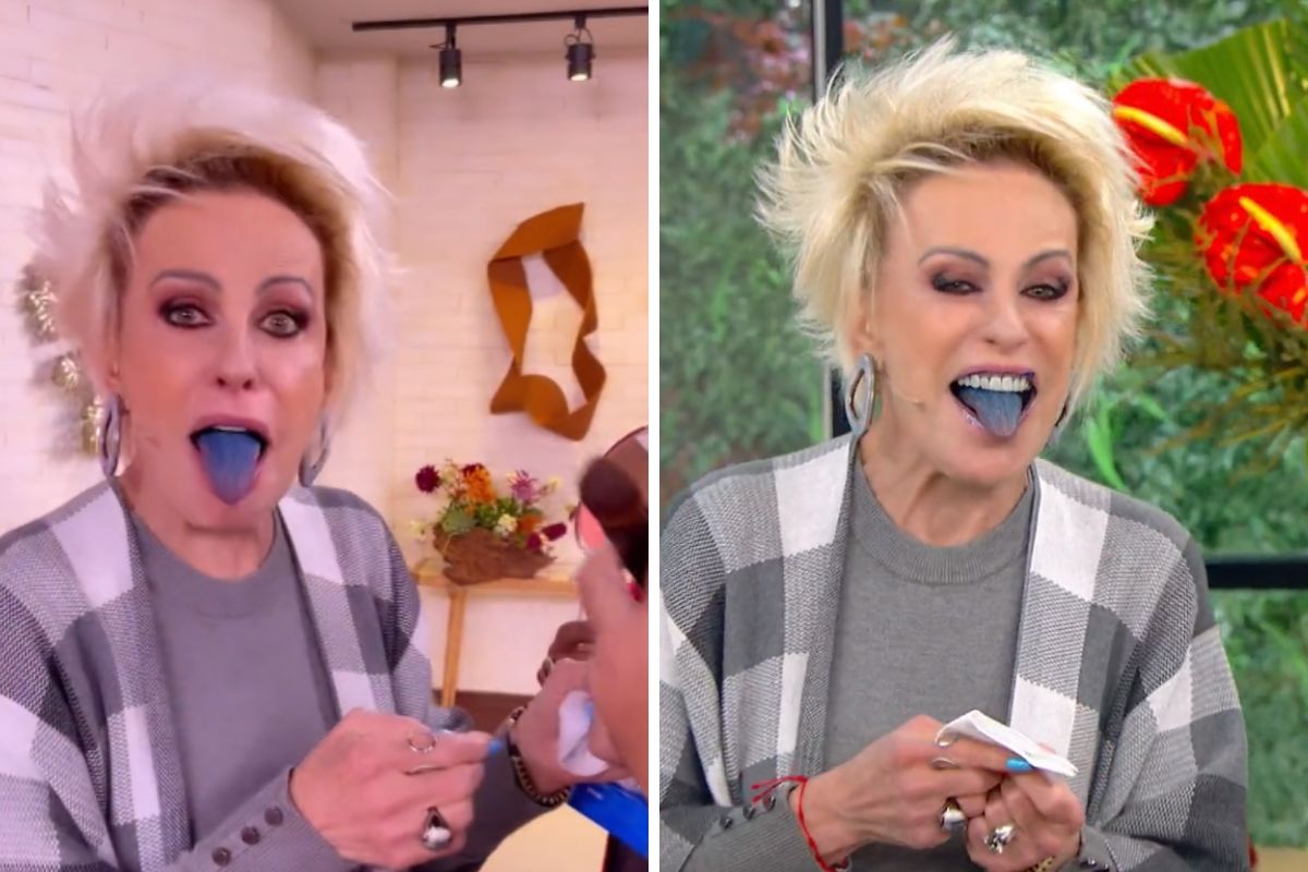 Ana Maria Braga fica com boca azul, após propaganda, e reação viraliza