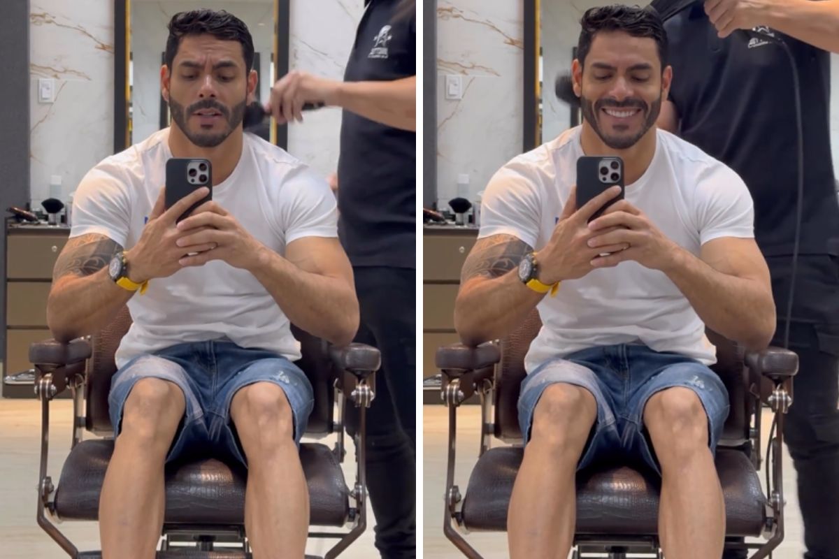 Rodolffo faz vídeo no cabeleireiro e internautas reparam nas pernas finas