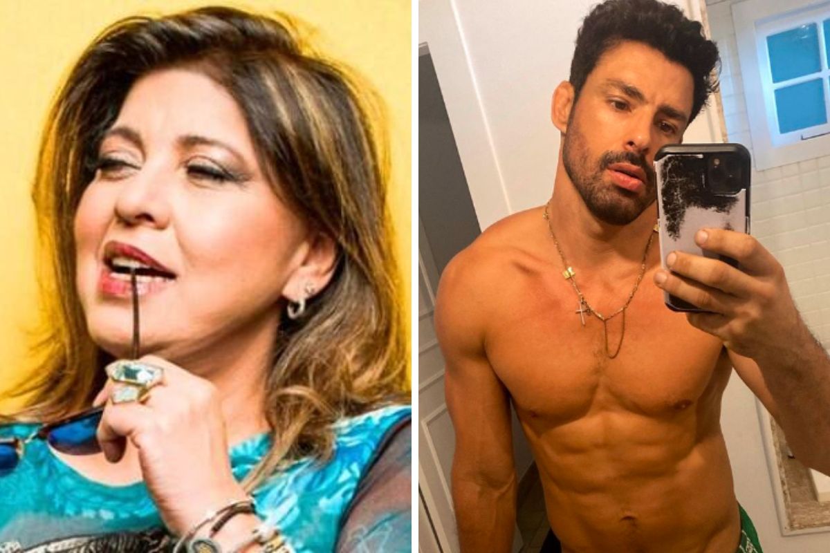 Roberta Miranda dá beijão em Cauã Reymond. Veja a cena!