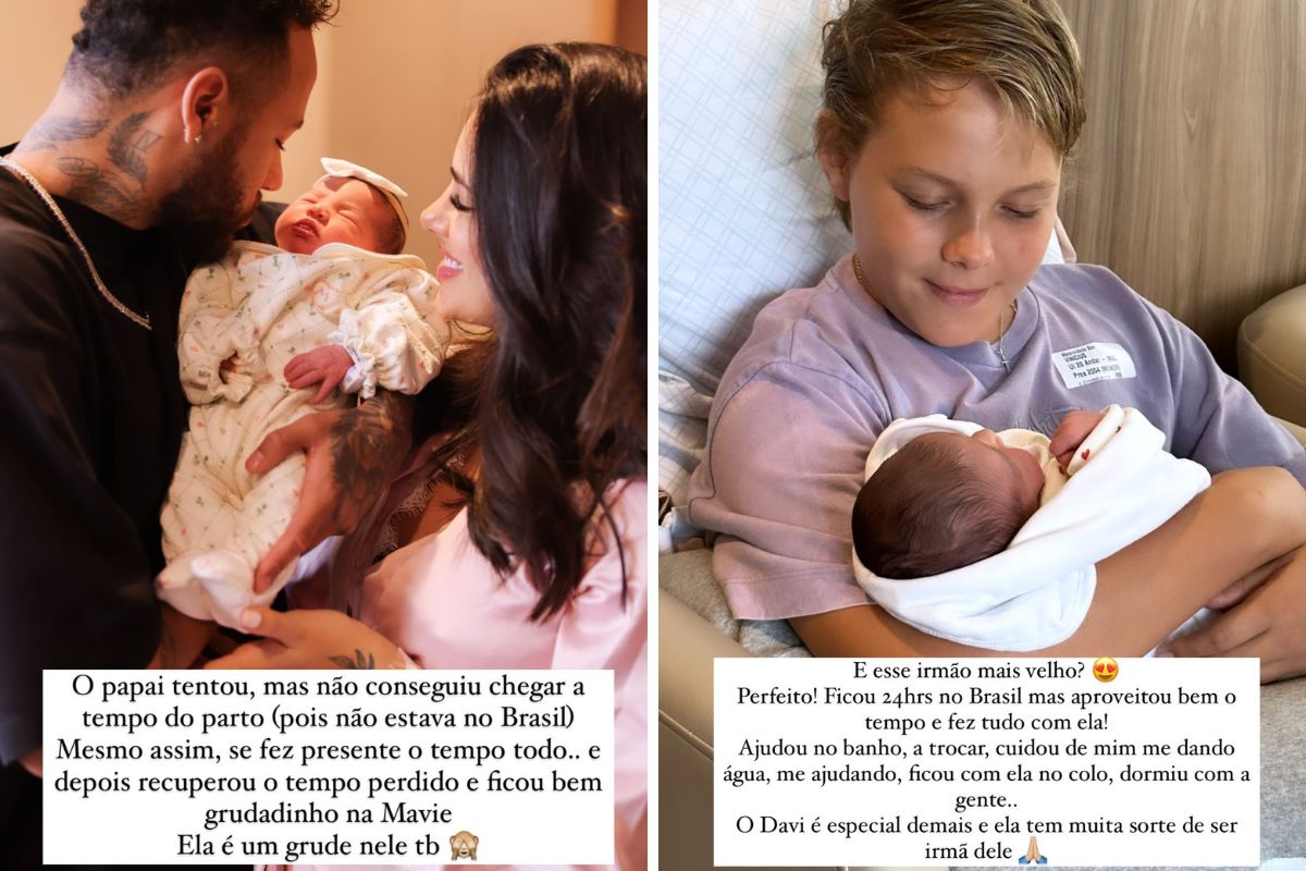 Neymar posta fotos inéditas de Mavie e Davi Lucca no Dia das Crianças