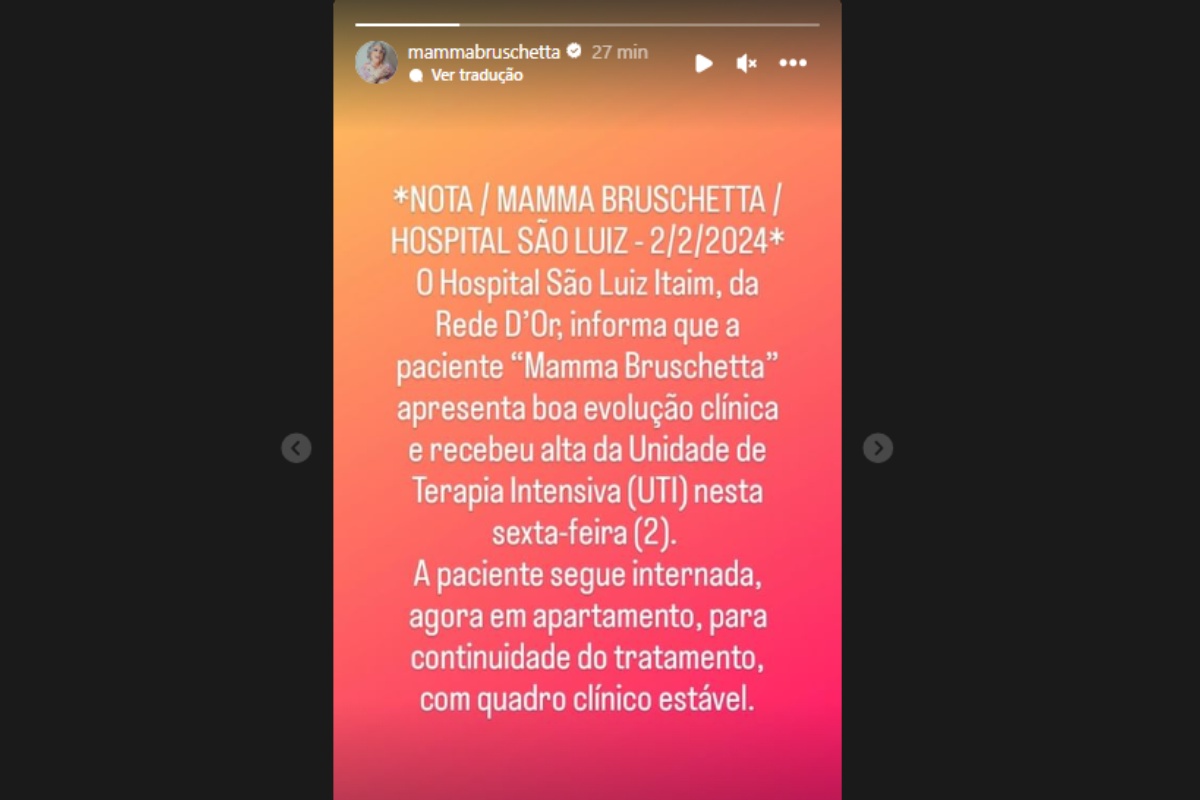 Mamma Bruschetta não tem previsão de alta hospitalar - OFuxico